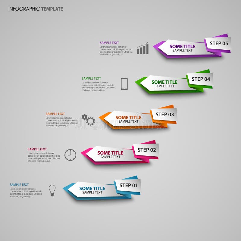 Info Graphic with Colored Folded Design Pointers Template Stock Vector ...