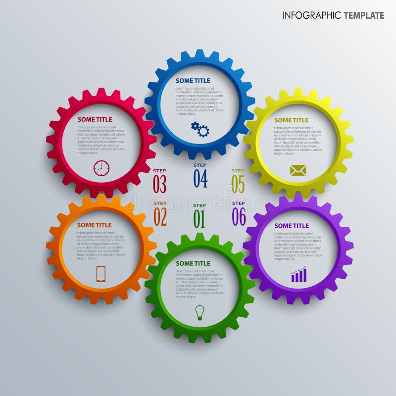 Info Graphic with Colorful Design Cogwheel Template Stock Vector ...