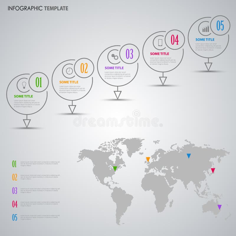 Info Graphic with Design Indicators and World Map Template Stock Vector ...