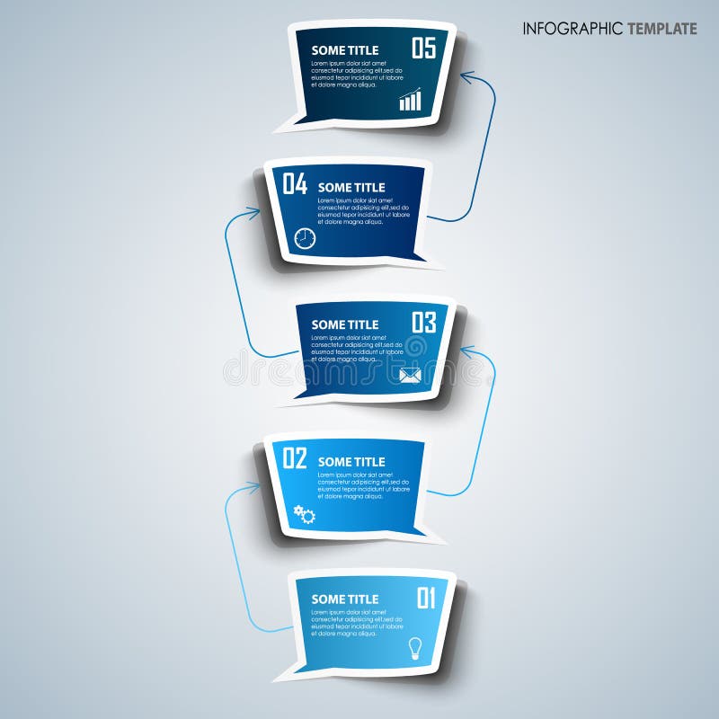 Info Graphic with Dialog Bubbles in Blue Design Template Stock Vector ...