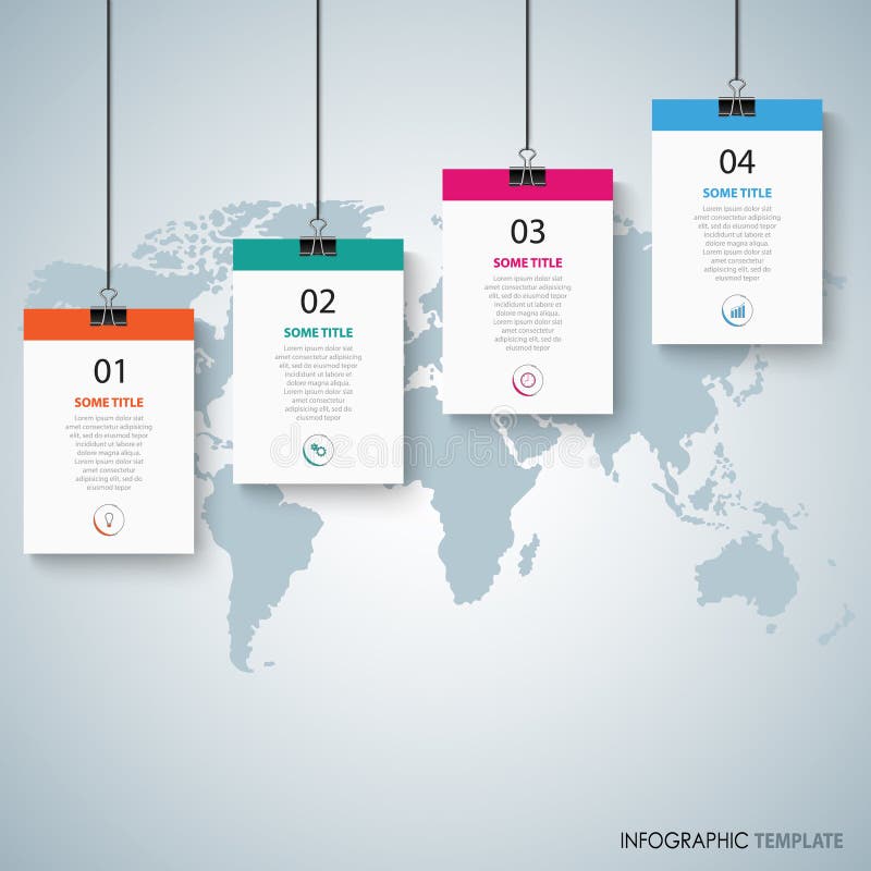 Info Graphic with Hanging Banners and Clips Template Stock Vector ...