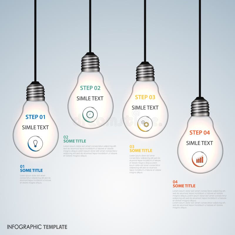 Info Graphic with Hanging Design Bulbs Template Stock Vector ...