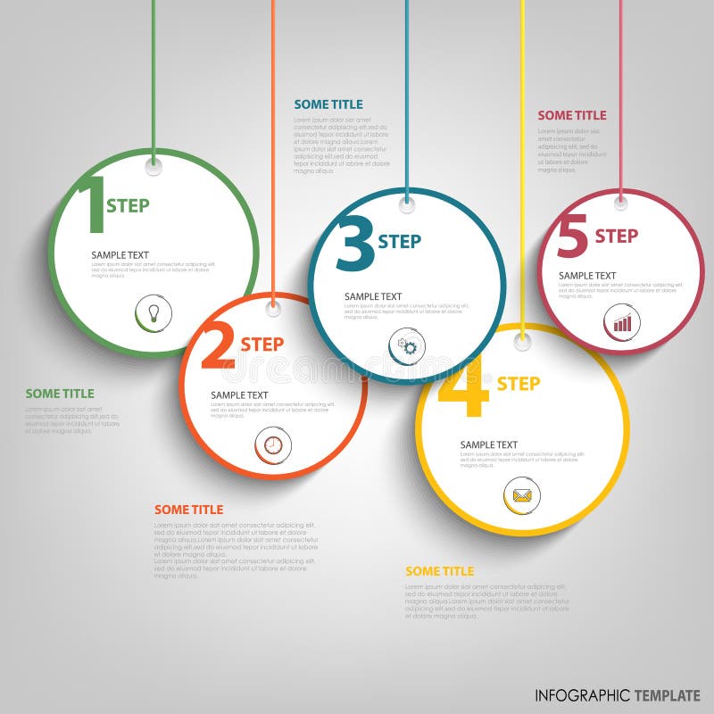 Info Graphic with Hanging Design Round Labels Template Stock Vector ...