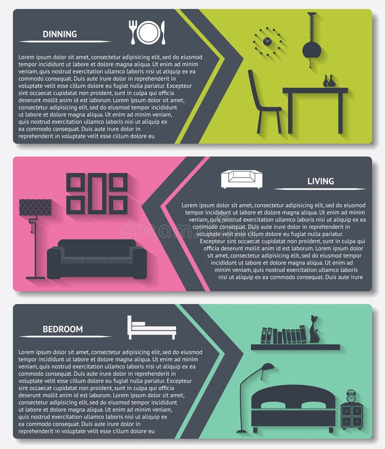Info Graphic of House Interior Vector Banners Stock Vector ...