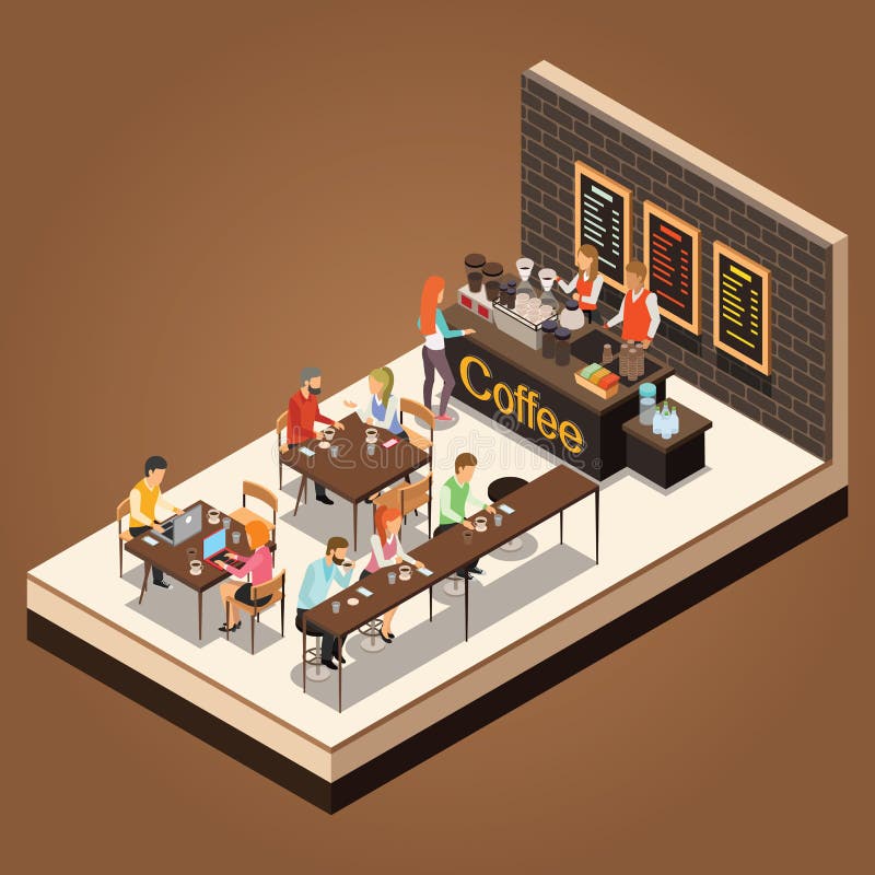 Info Graphic Isometric Coffee Shop Vector Stock Vector - Illustration ...