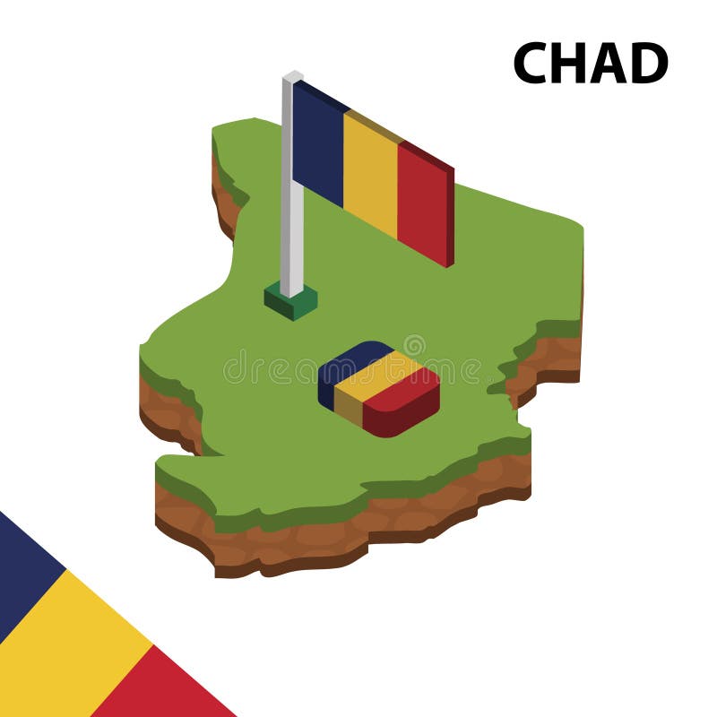 Info Graphic Isometric Map and Flag of CHAD. 3D Isometric Vector ...