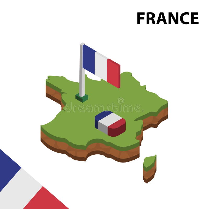 Info Graphic Isometric Map and Flag of FRANCE. 3D Isometric Vector ...