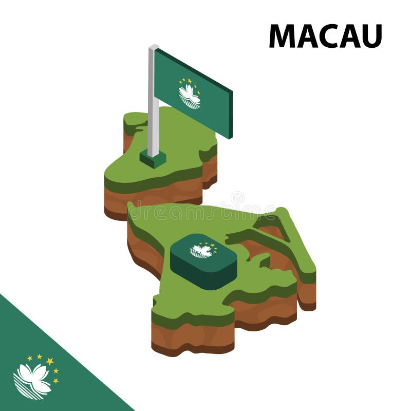 Info Graphic Isometric Map and Flag of MACAU. 3D Isometric Vector ...