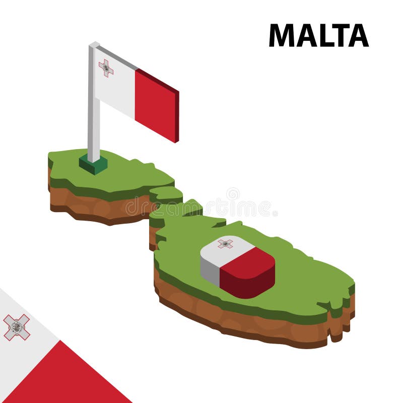 Info Graphic Isometric Map and Flag of MALTA. 3D Isometric Vector ...