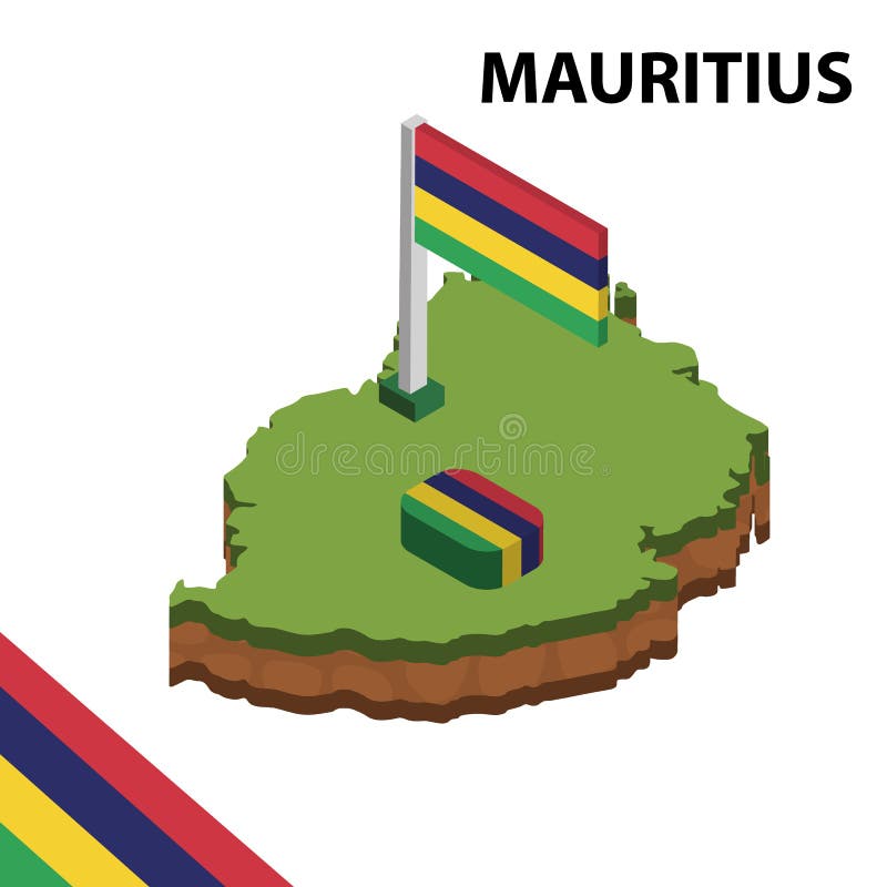 Info Graphic Isometric Map and Flag of MAURITIUS. 3D Isometric Vector ...