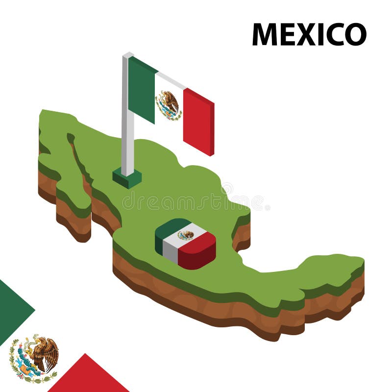 Info Graphic Isometric Map and Flag of MEXICO. 3D Isometric Vector ...