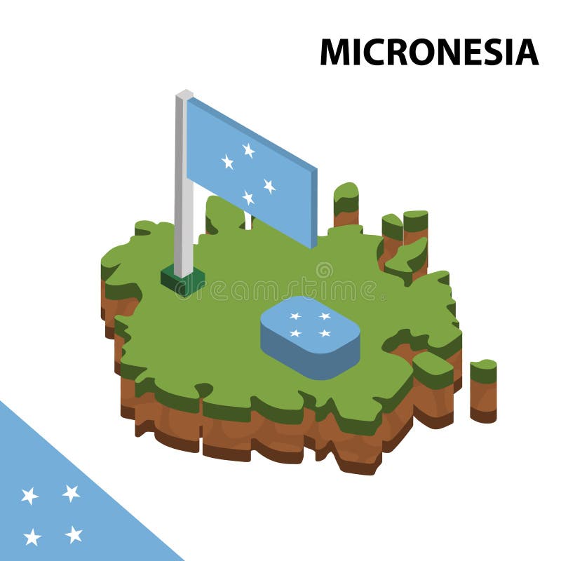 Info Graphic Isometric Map and Flag of MICRONESIA. 3D Isometric Vector ...