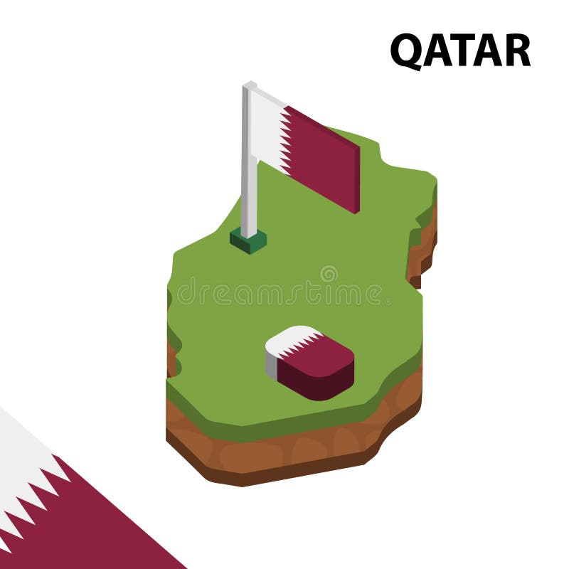 Qatar Map - Info Graphic Vector Illustration Stock Illustration ...