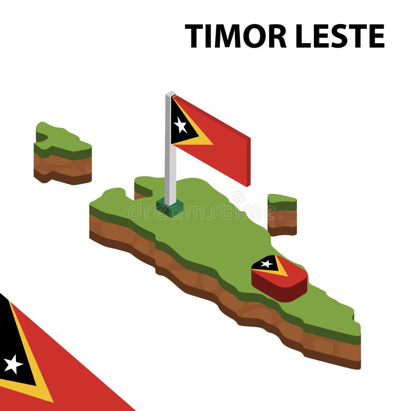 Info Graphic Isometric Map and Flag of TIMOR LESTE. 3D Isometric Vector ...