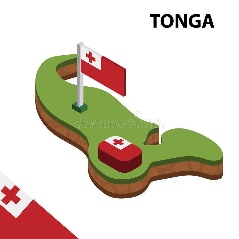 Info Graphic Isometric Map and Flag of TONGA. 3D Isometric Vector ...