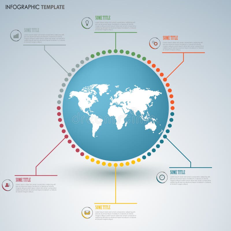 Info Graphic with Map of the World in a Circle Stock Vector ...