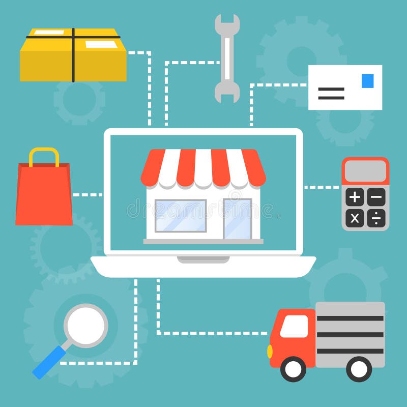 Info Graphic Open Shop on E Commerce Stock Vector - Illustration of ...