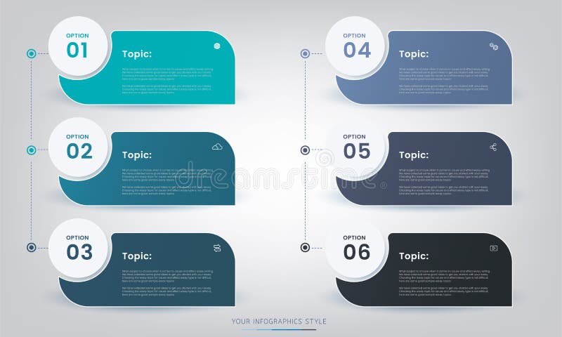 Info Graphic Options Tap 6 Steps Stock Vector - Illustration of panels ...