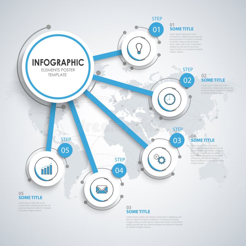 Info Graphic with Round Pointers in Blue White Design Stock Vector ...