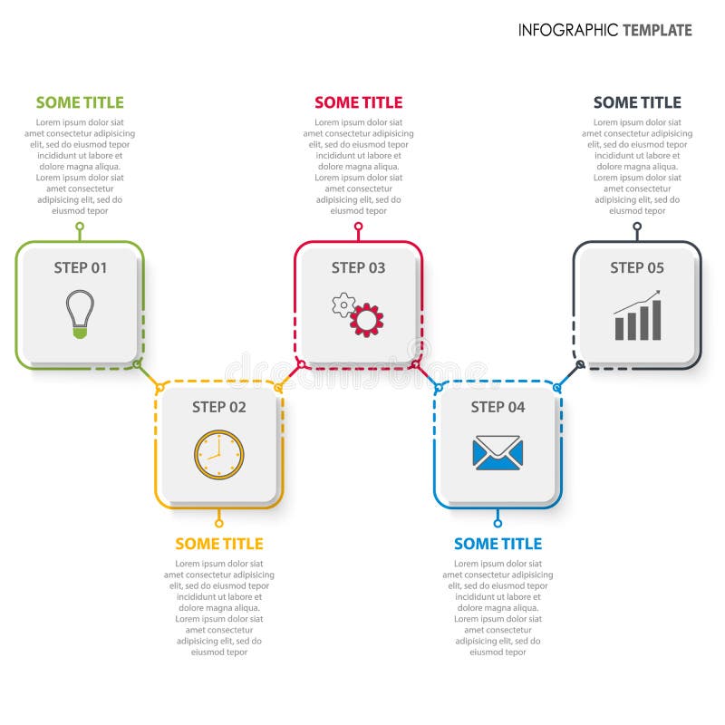 Info Graphic with Square Pointers in White Design Stock Vector ...