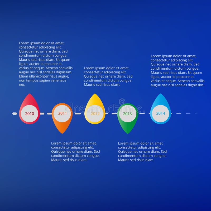 Info Graphic Timeline with Text on a Bright Blue Background Stock ...