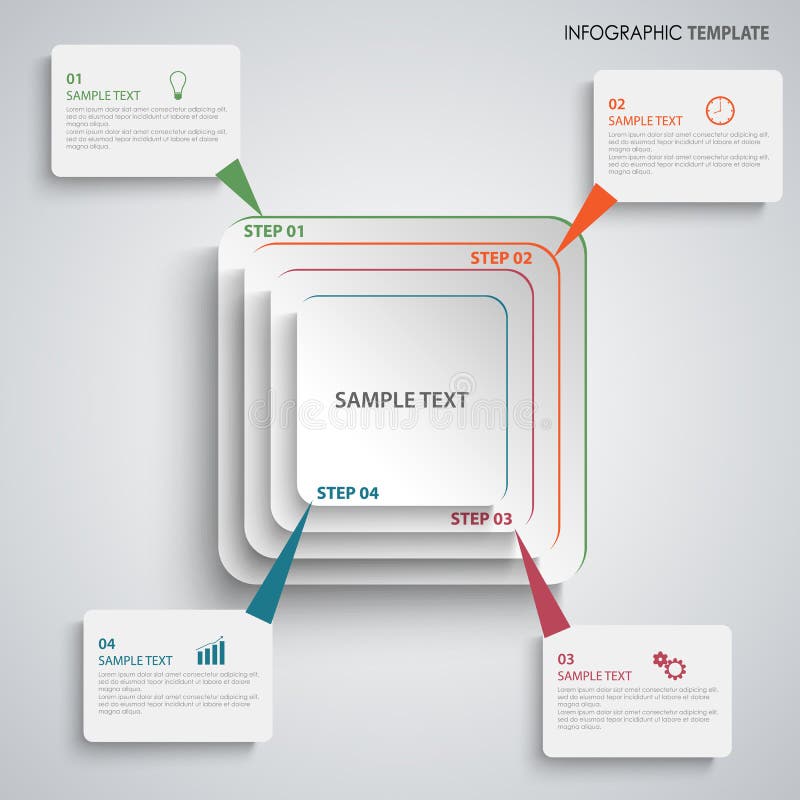 Square Info Graphic Vector Template with 4 Options. Can Be Used for Web ...