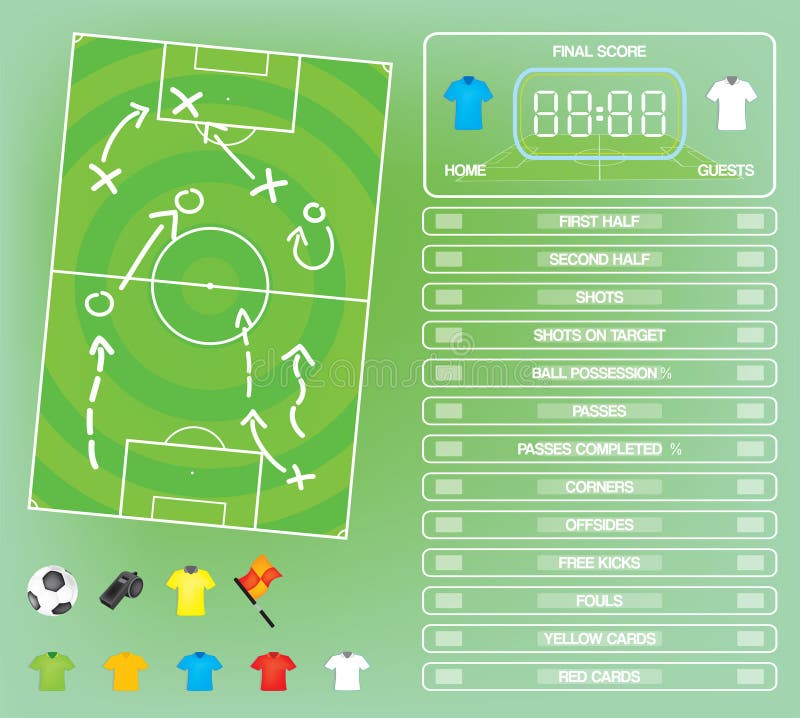 Info Graphics for Football Soccer Game ,icons,game Elements,scoreboard ...
