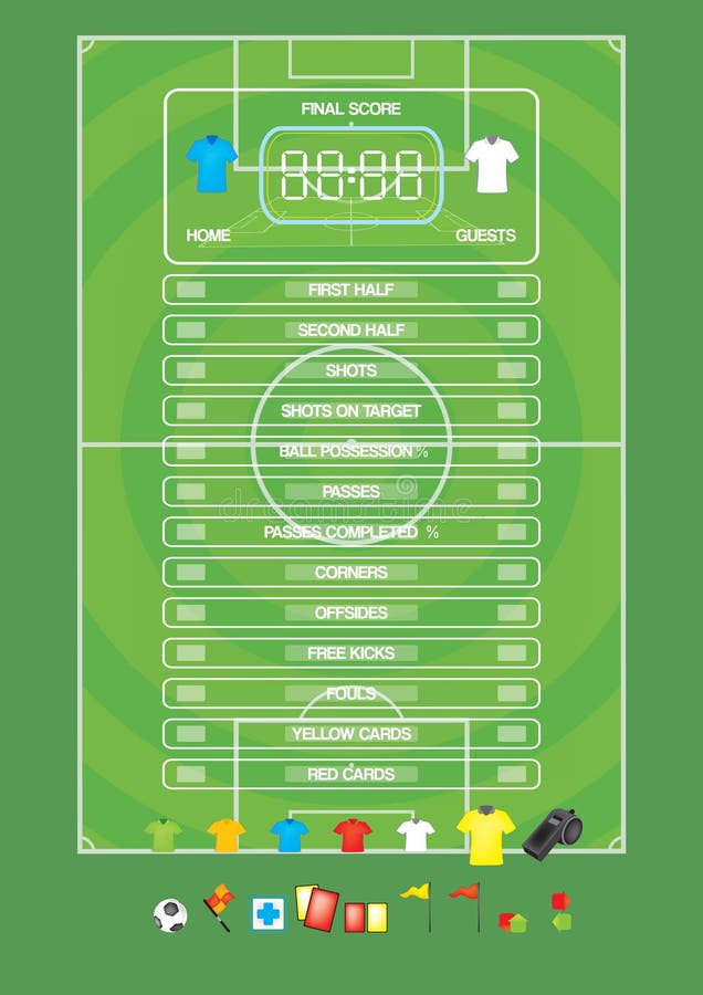 Info Graphics for Football Soccer Game ,icons,game Elements,scoreboard ...