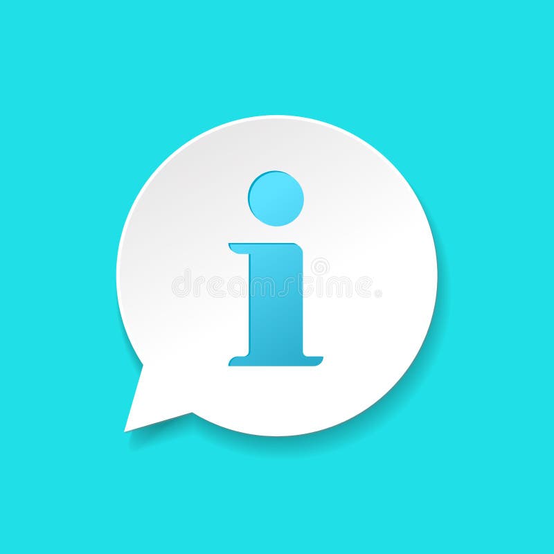 Info Help Sign Icon Vector Symbol, Realistic Gradient Shadow White and ...