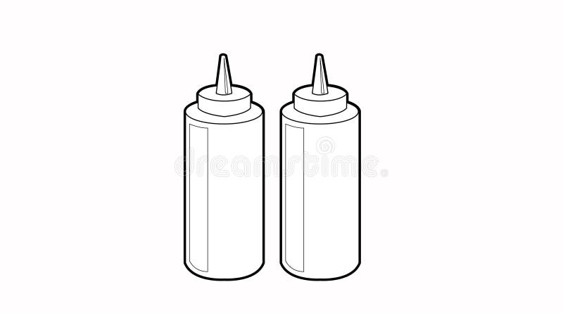 Ketchup and Mustard. Flat Editable Black and White Vectorial ...