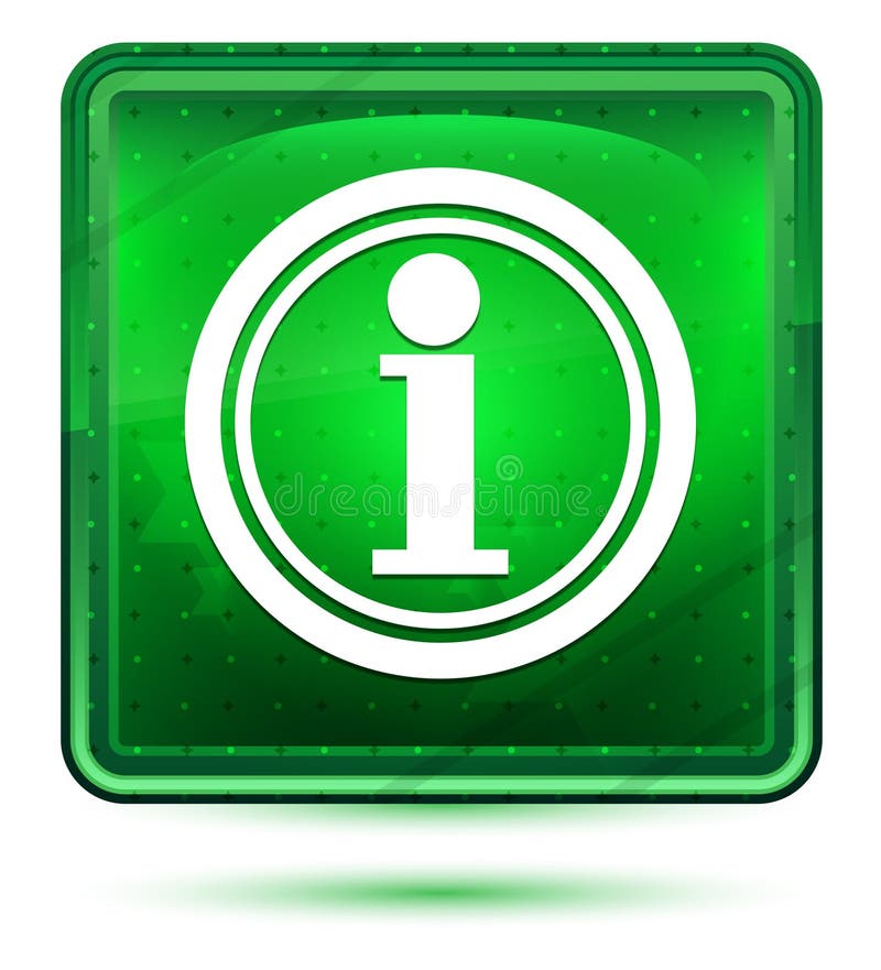 Info Icon Neon Light Green Square Button Stock Illustration ...