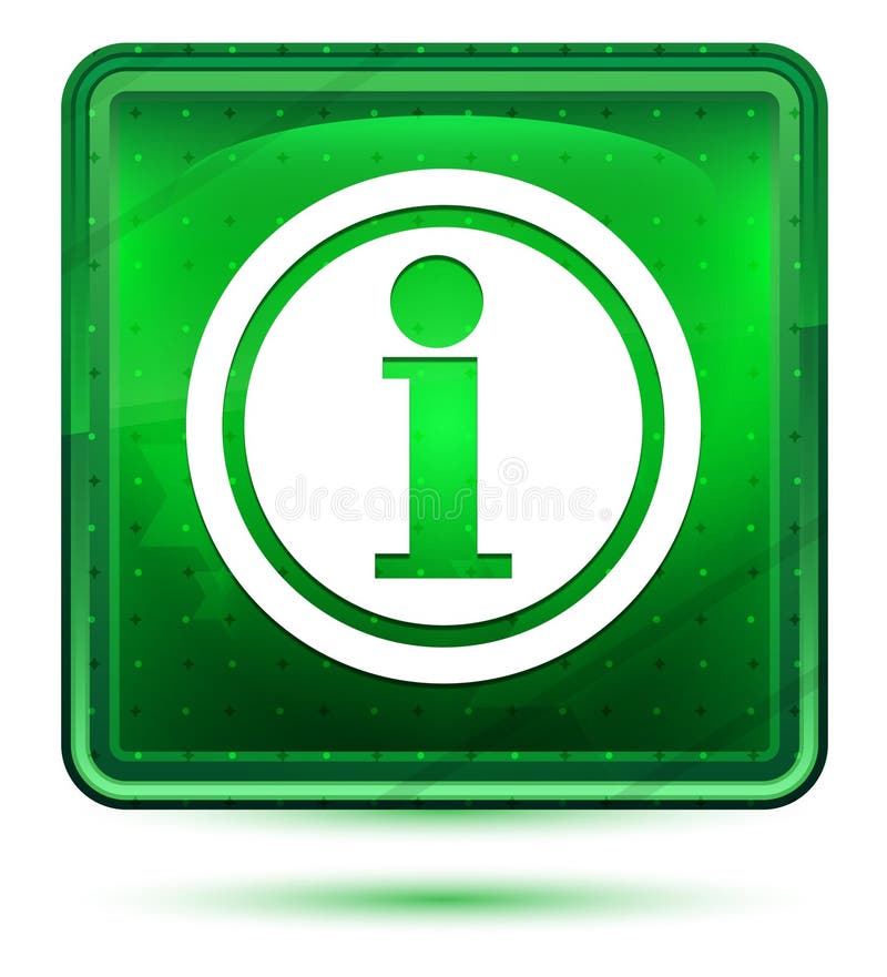 Info Icon Neon Light Green Square Button Stock Illustration ...