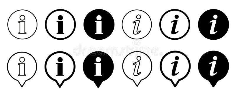 Info Icons Set. Info Button. Black Bubbles Pointers Information Info ...