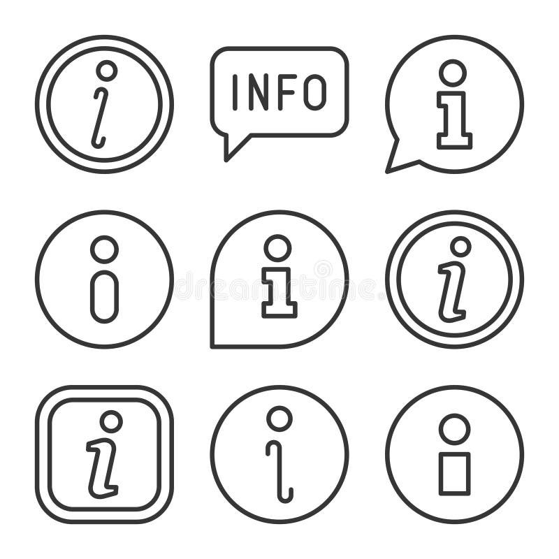 Info Icons Set on White Background. Line Style Vector Stock Vector ...