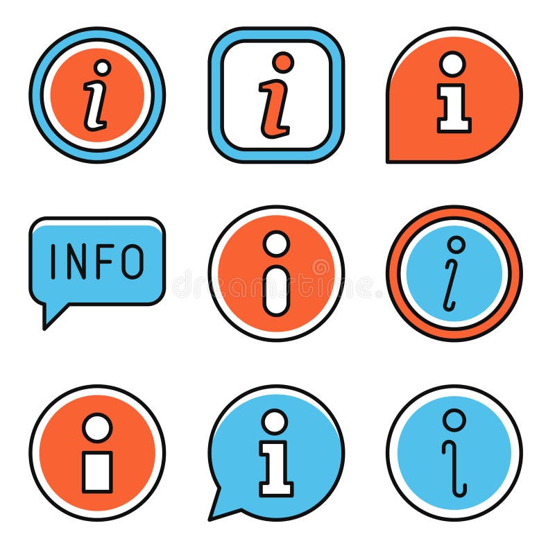 Info Icons Set on White Background. Line Style Vector Stock ...