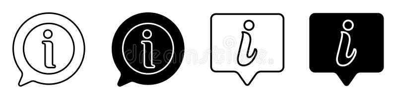 Info Icons Versions Set in Black Flat and Line Style Stock Vector ...