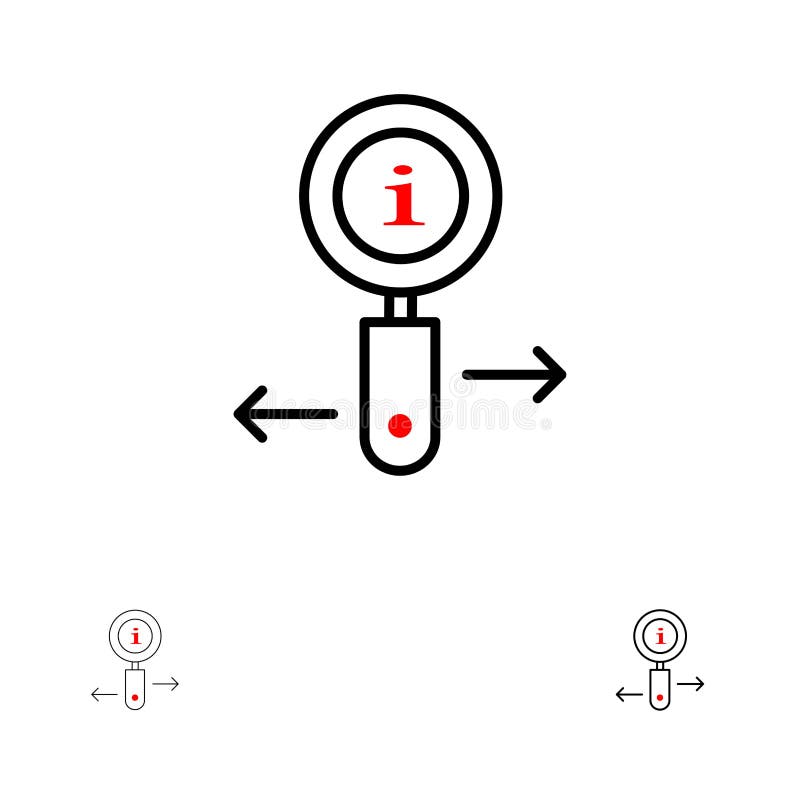 Info, Information, Zoom, Search Bold and Thin Black Line Icon Set Stock ...