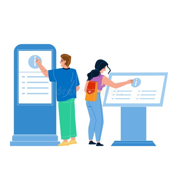Info Kiosk Using People for Get Information Vector Stock Vector ...