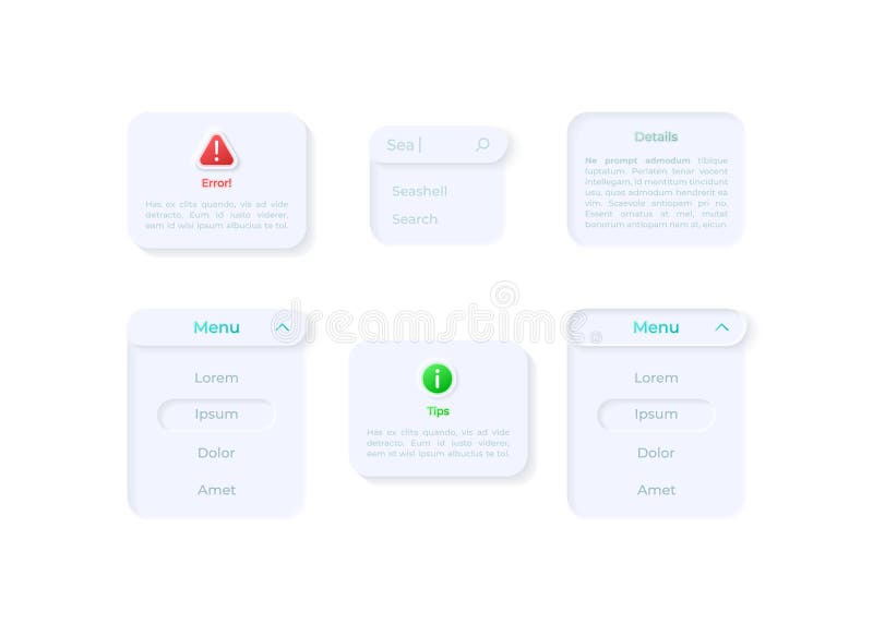 Info Panels UI Elements Kit Stock Vector - Illustration of dropdown ...