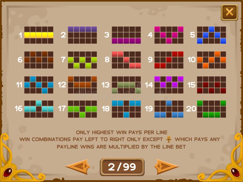 Info screen for slots game stock vector. Illustration of slot - 52630821