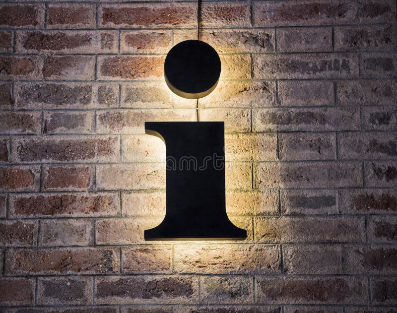 Info Sign on Brick Wall with Backlight Stock Image - Image of backlight ...