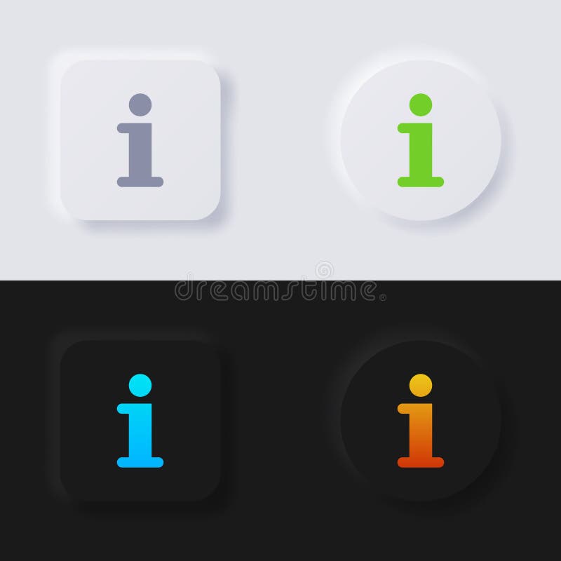 Info Symbol Button Icon Set, Multicolor Neumorphism Button Soft UI ...