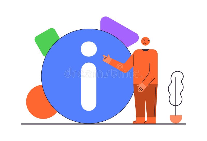 Info Symbol with Information Stand for Support and Help Tiny Persons ...