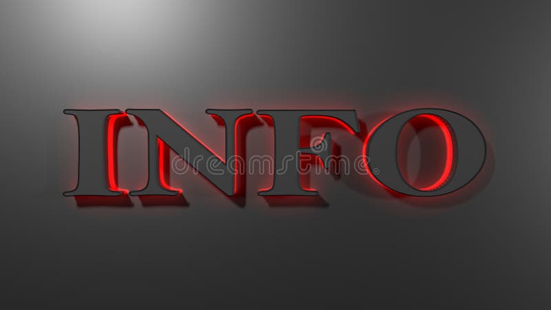 INFO Write in Red Led Letters on Black Background - 3D Rendering ...