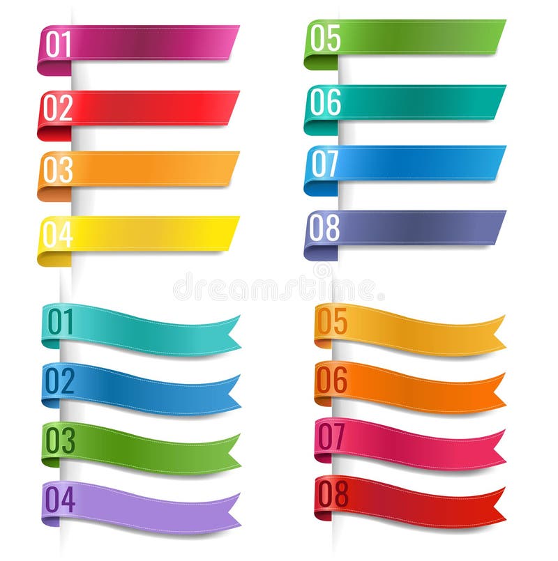 Infografic Colorful Ribbons Collection White Background Stock Vector ...