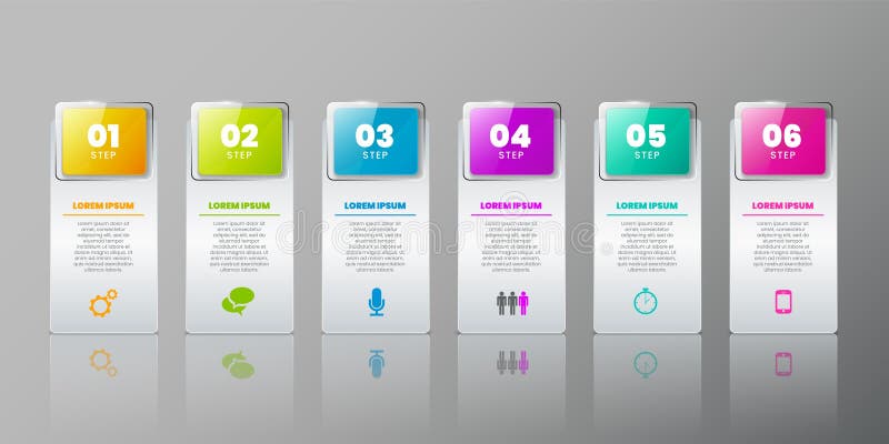 Business Infograph. 5 Steps. Work Process. Numbers in Circle Line Icons ...