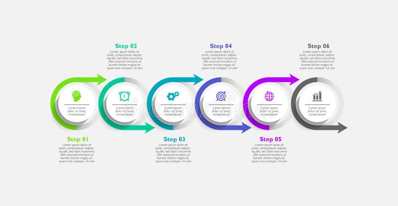 Circular Timeline Steps Infographics Template for Background Stock ...