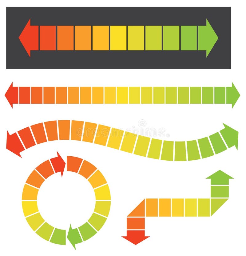 Set of 5 Colorful Arrow or Graph Elements Stock Vector - Illustration ...