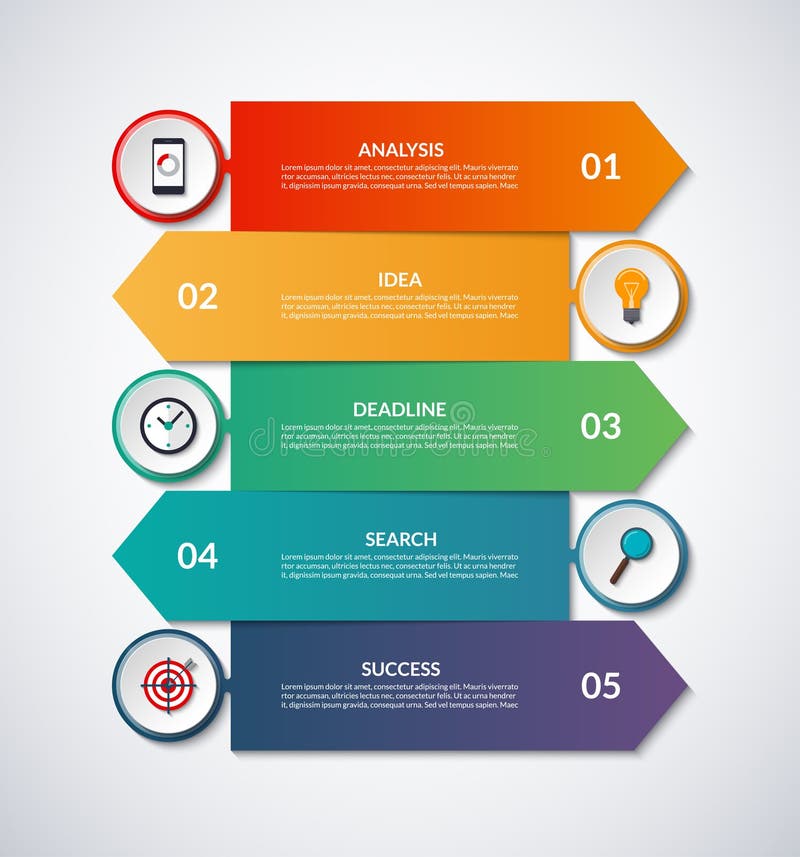 Infographic Arrows. Business Template with 5 Steps, Options, Parts. Can ...