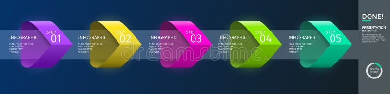 Infographic Arrows with 5 Step Up Options and Glass Elements. Vector ...